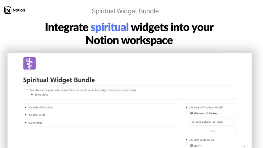 Spiritual Widget Bundle - Notionland Template Gallery